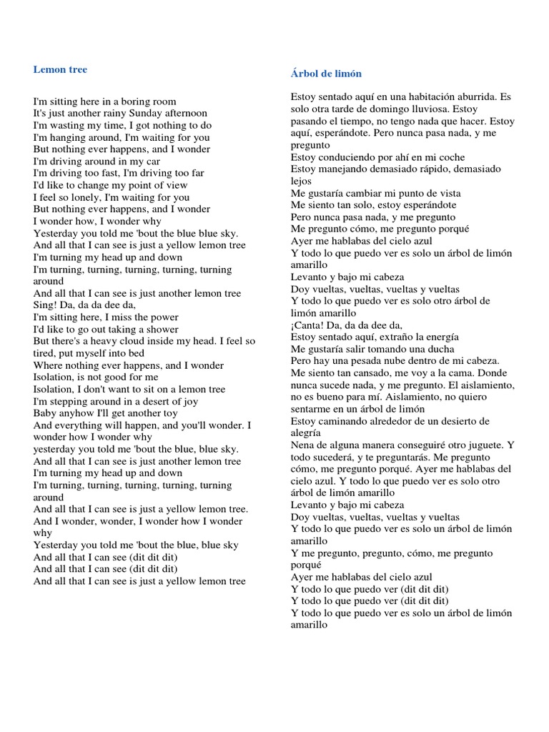 Lemon Treelyrics | PDF | Música pop | Música grabada