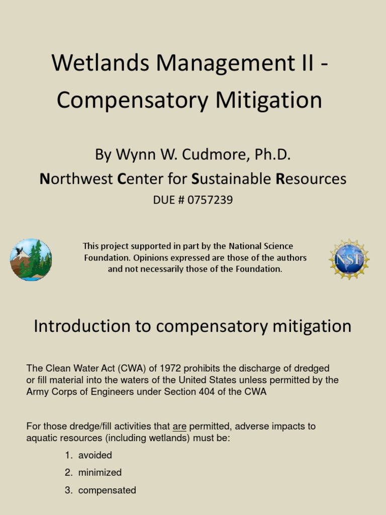 Wetlands Management II - Compensatory Mitigation | PDF | Wetland ...