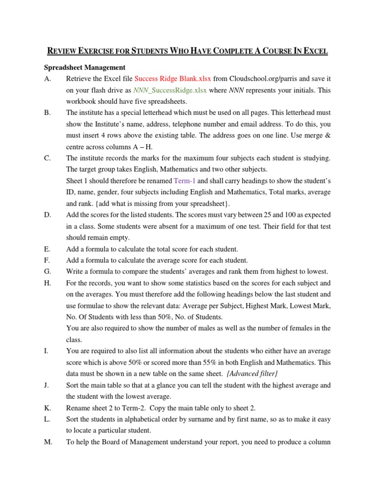 Success Ridge Assigment (Excel) | Download Free PDF | Spreadsheet ...
