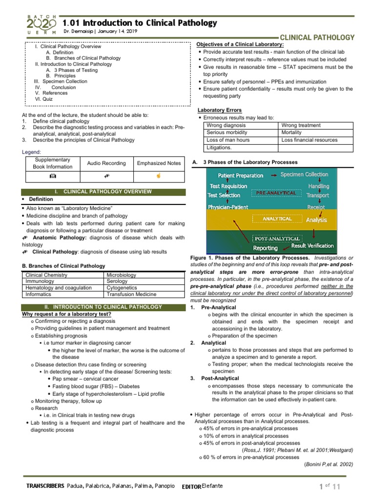 (CLINPATH) 1.01 Introduction To Clinical Pathology - Dr. Demaisip | PDF ...