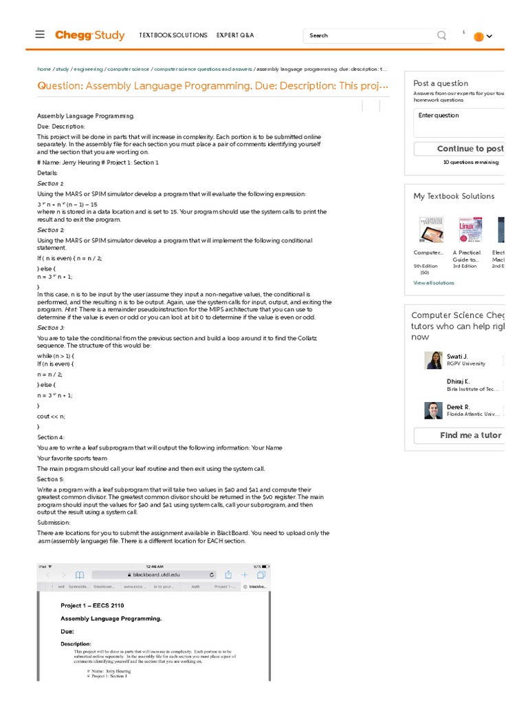 Assembly Language Programming. Due - Description - T... PDF | PDF ...
