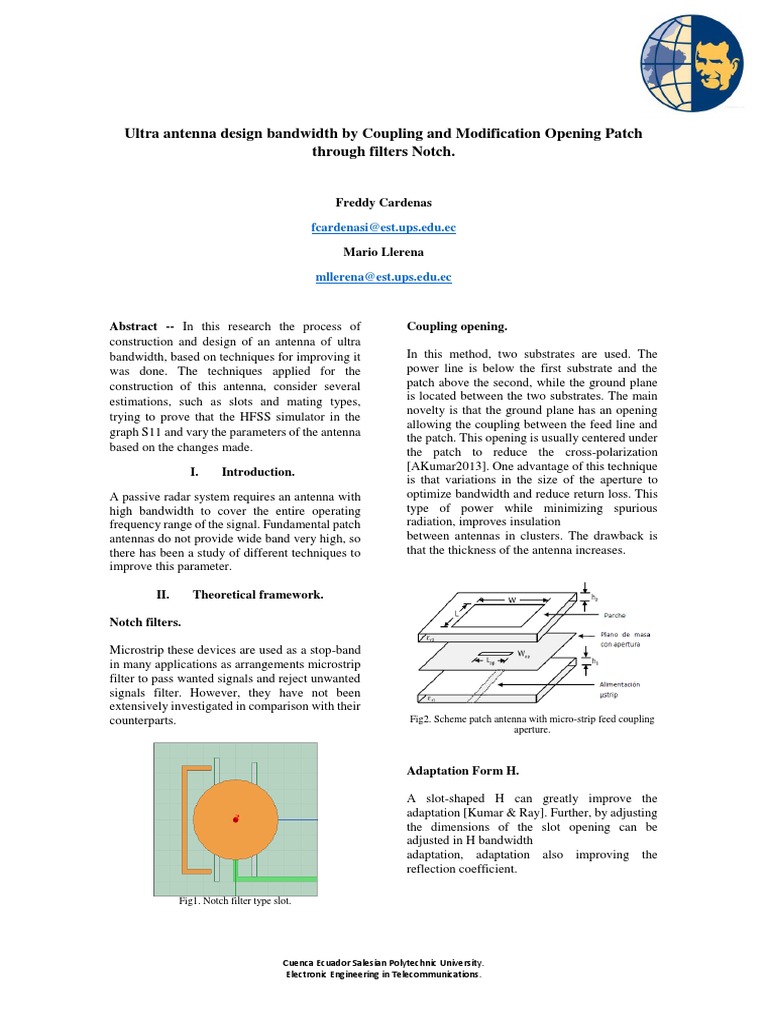 Design of an Ultra-Wideband Circular Patch Antenna Using Coupling ...