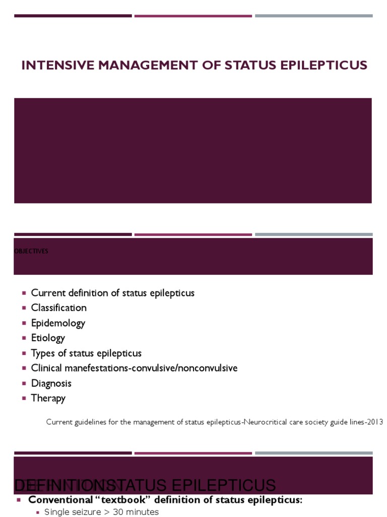 Intensive Management of Status Epilepticus | PDF | Epilepsy | Neurology