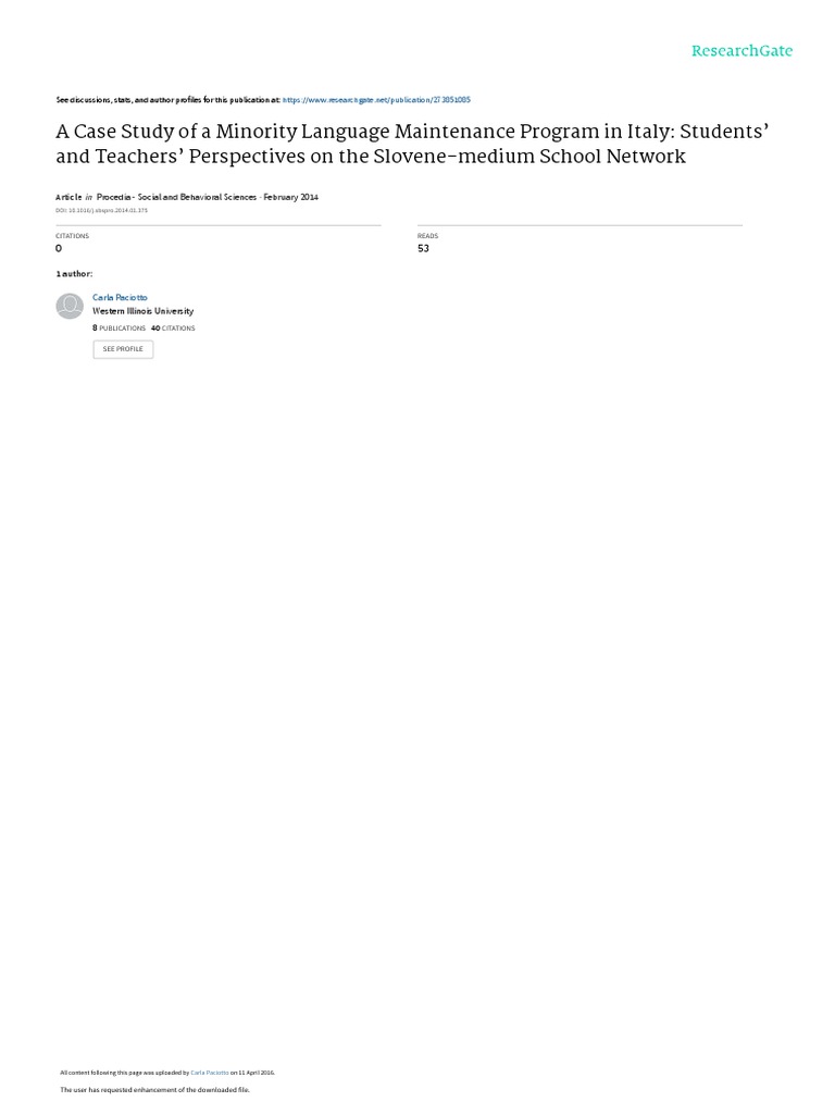 A Case Study of A Minority Language Maintenance Program in Italy ...