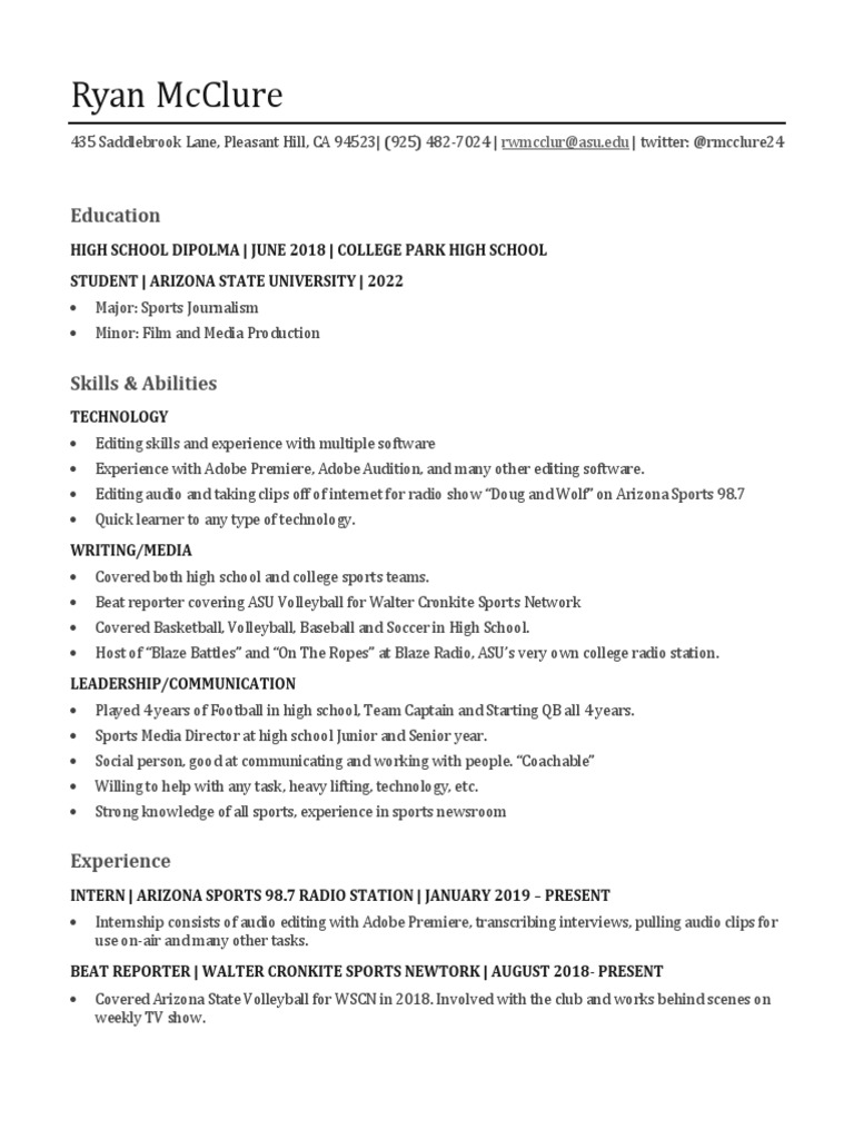 Ryan Mcclure Resume 4-19 | PDF
