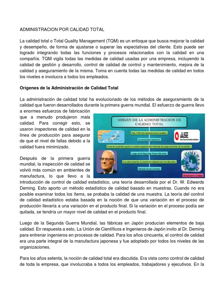 Administracion Por Calidad Total | PDF | Calidad (comercial) | Business
