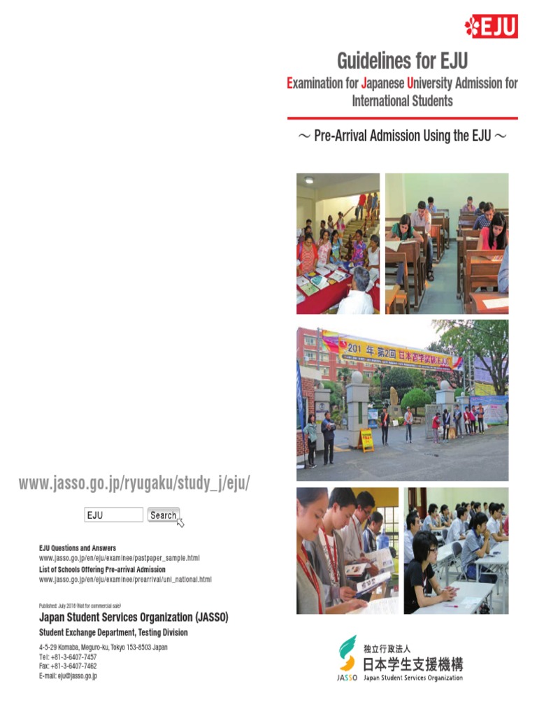 Guidelines For EJU: Pre-Arrival Admission Using The EJU | PDF | University And College Admission ...