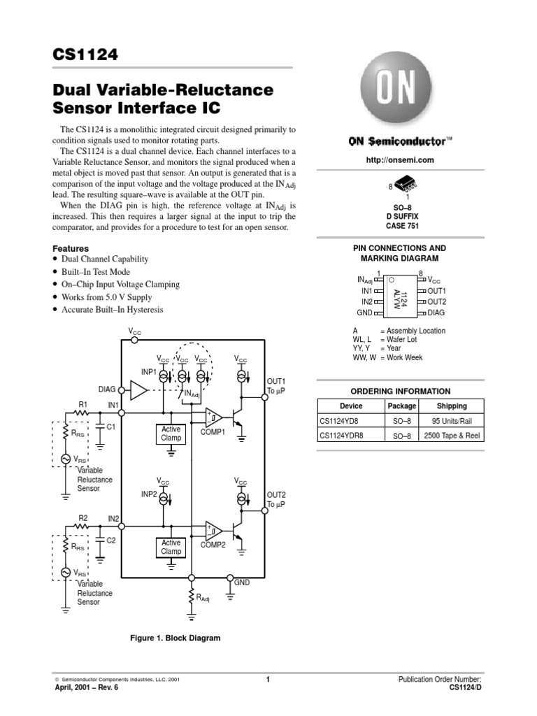 CS1124 Dual Variable-Reluctance Sensor Interface IC: Features | PDF ...