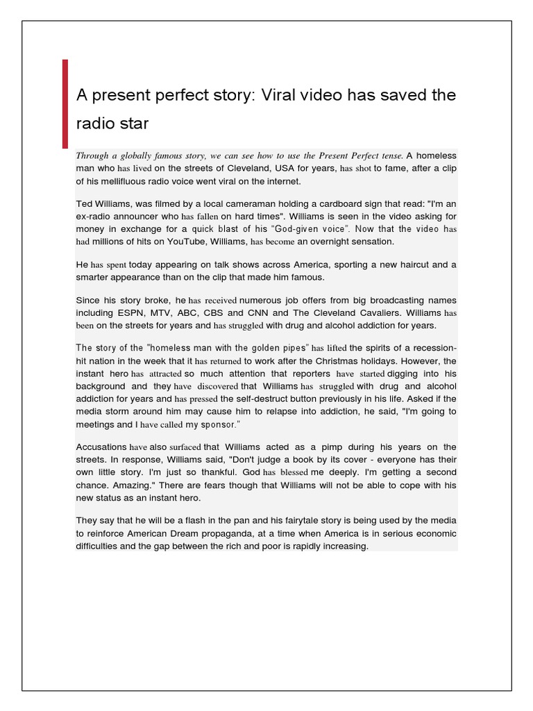 A Present Perfect Story: Viral Video Has Saved The Radio Star | PDF