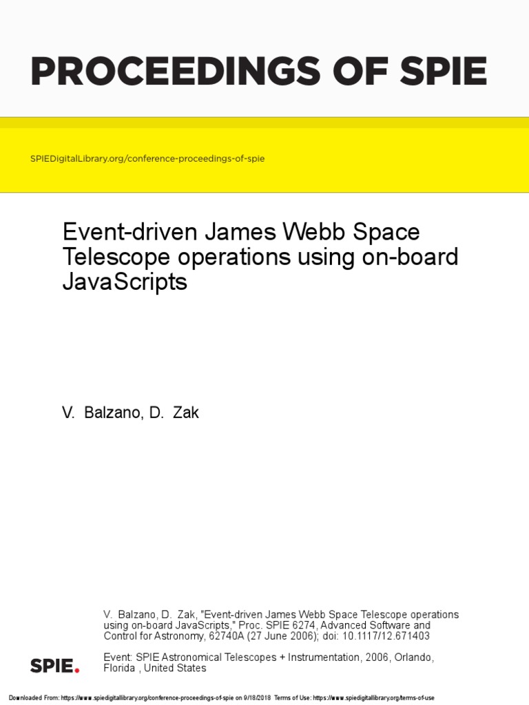 Event-Driven James Webb Space Telescope Operations Using On-Board JavaScripts | PDF | Scripting ...