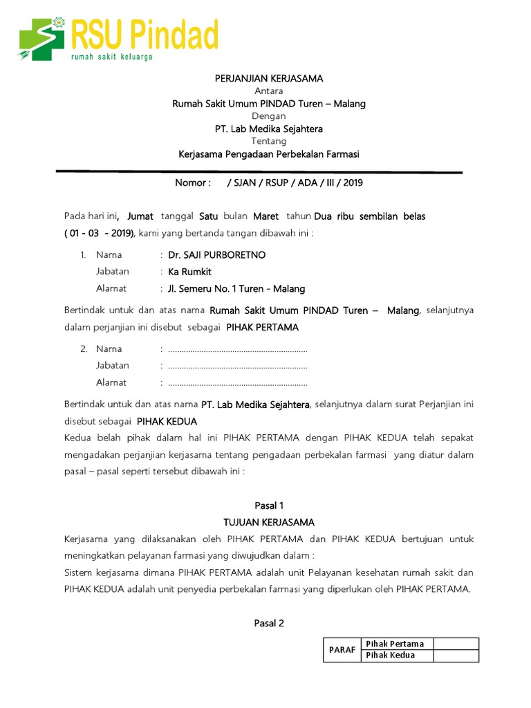 Surat Perjanjian Kerjasama PBF | PDF