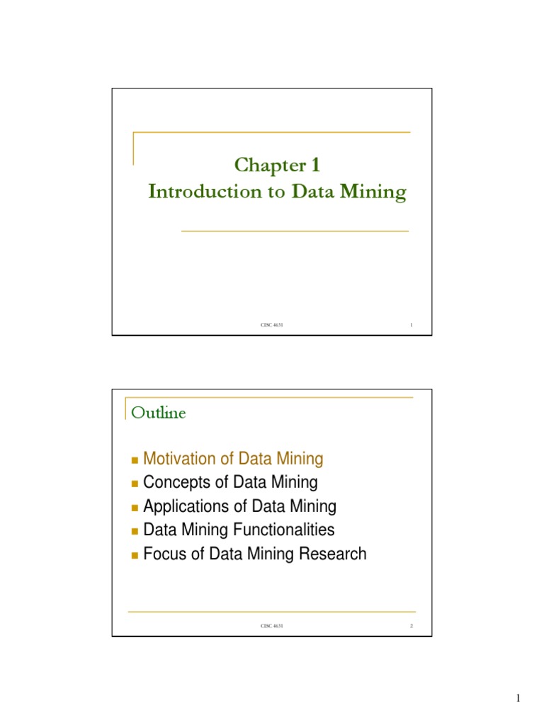 Introduction To Data Mining: Outline | Download Free PDF | Data Mining | Data Analysis