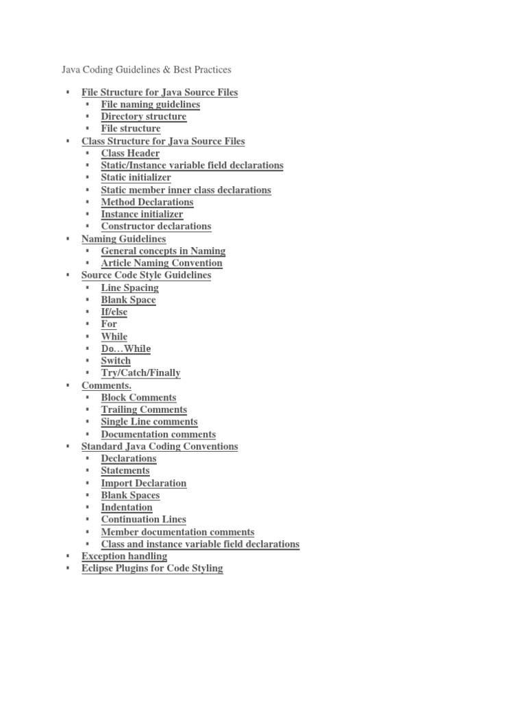 Java Coding Guidelines Pdf Class Computer Programming 