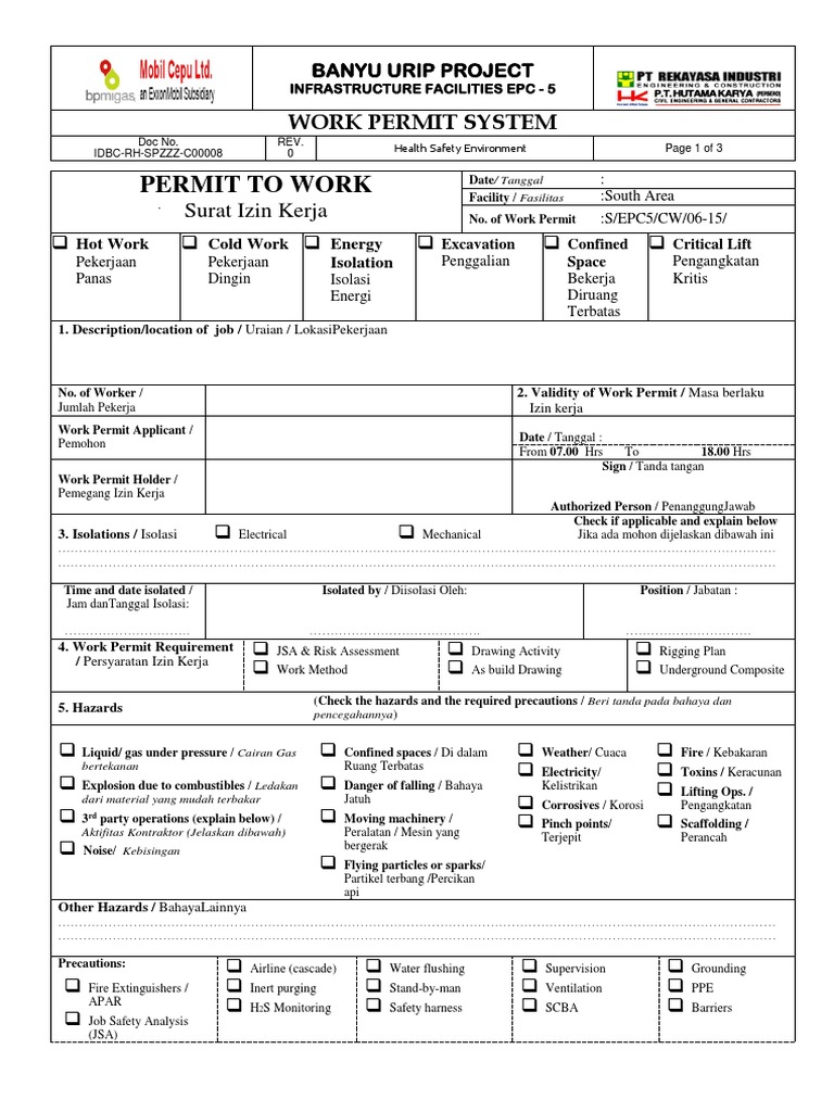 Form Permit | PDF | Safety | Hazards
