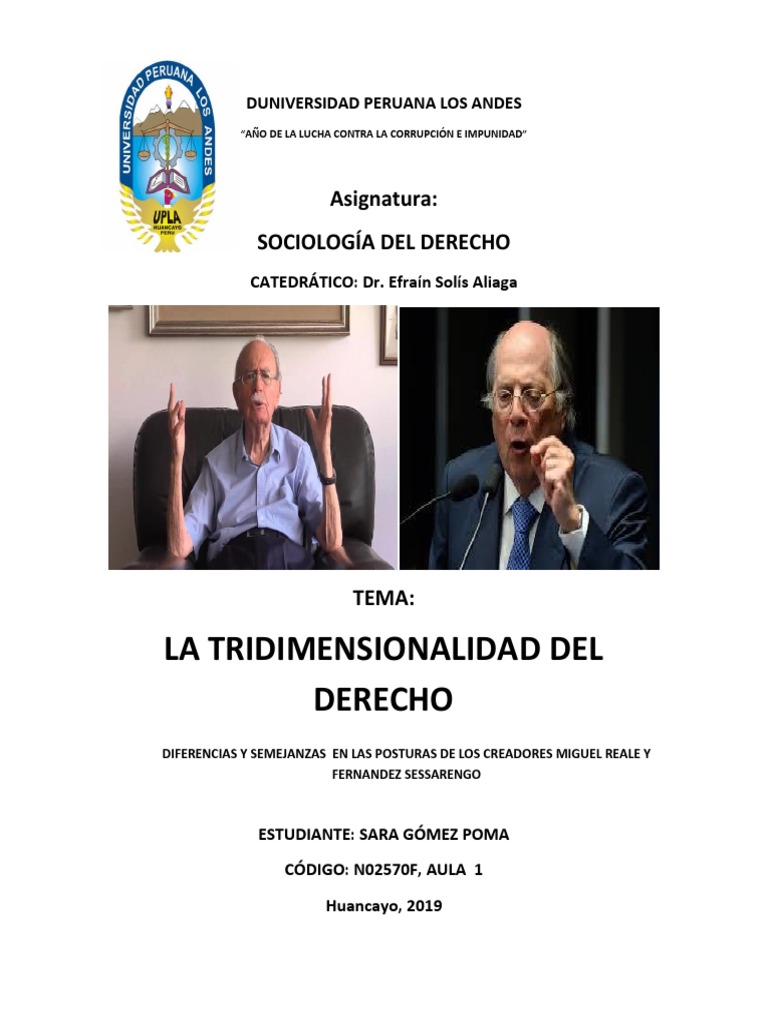 La teoría tridimensional del derecho según Miguel Reale y Fernández ...