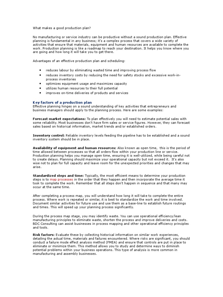 Effective Production Planning Guide | PDF | Inventory | Production And ...