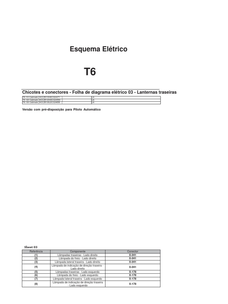 A3 T6 Esquema Elétrico PDF | PDF | Relé | Ar condicionado