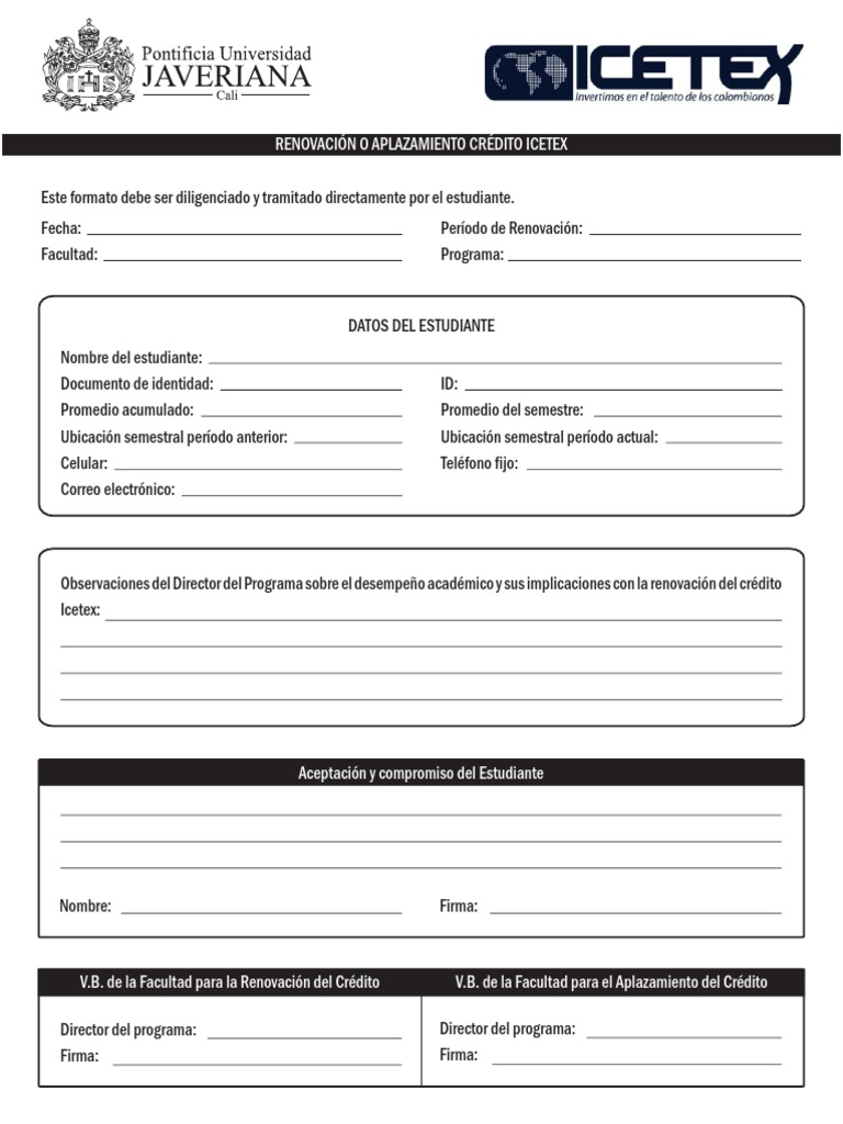 Formato de Renovacion de Credito Icetex | PDF