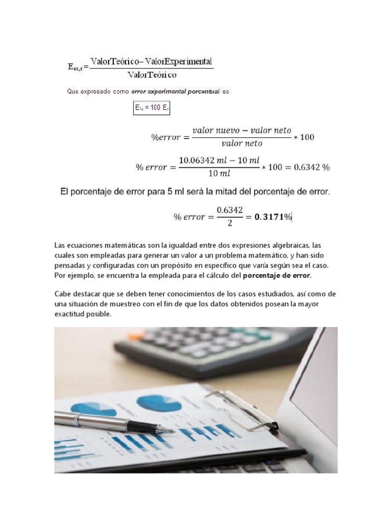 El Porcentaje de Error | PDF | Fórmula | División (Matemáticas)