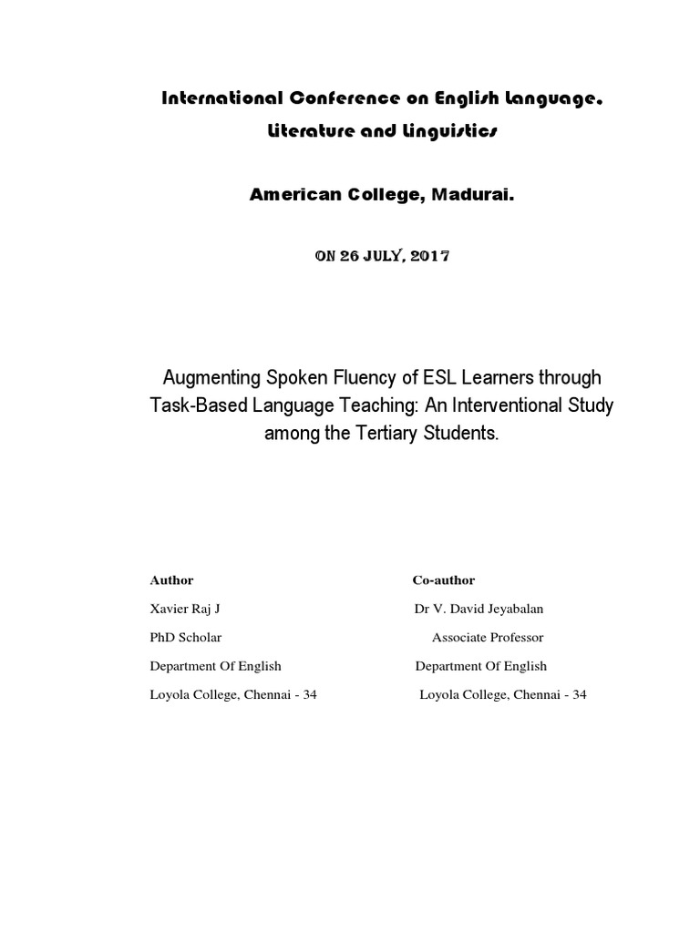 ESL Fluency Boost via Task-Based Teaching | PDF | Fluency | Language Education