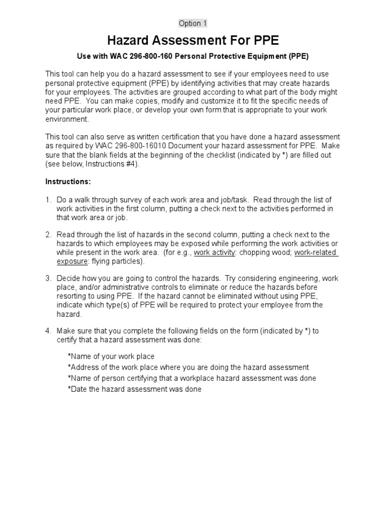 Hazard Assessment For PPE | PDF | Personal Protective Equipment | Welding