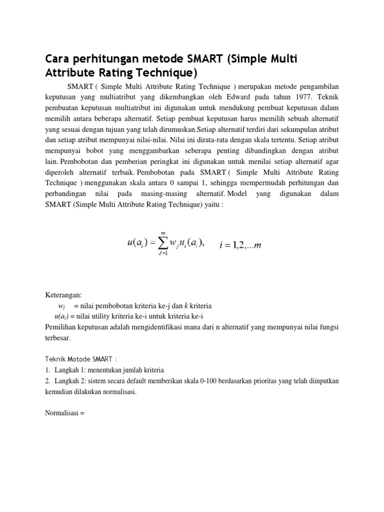 Cara Perhitungan Metode SMART | PDF | Komputer