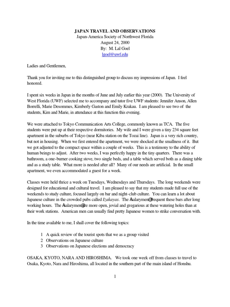 Insights from a Six-Week Japan Trip | PDF | Japan | Authoritarianism