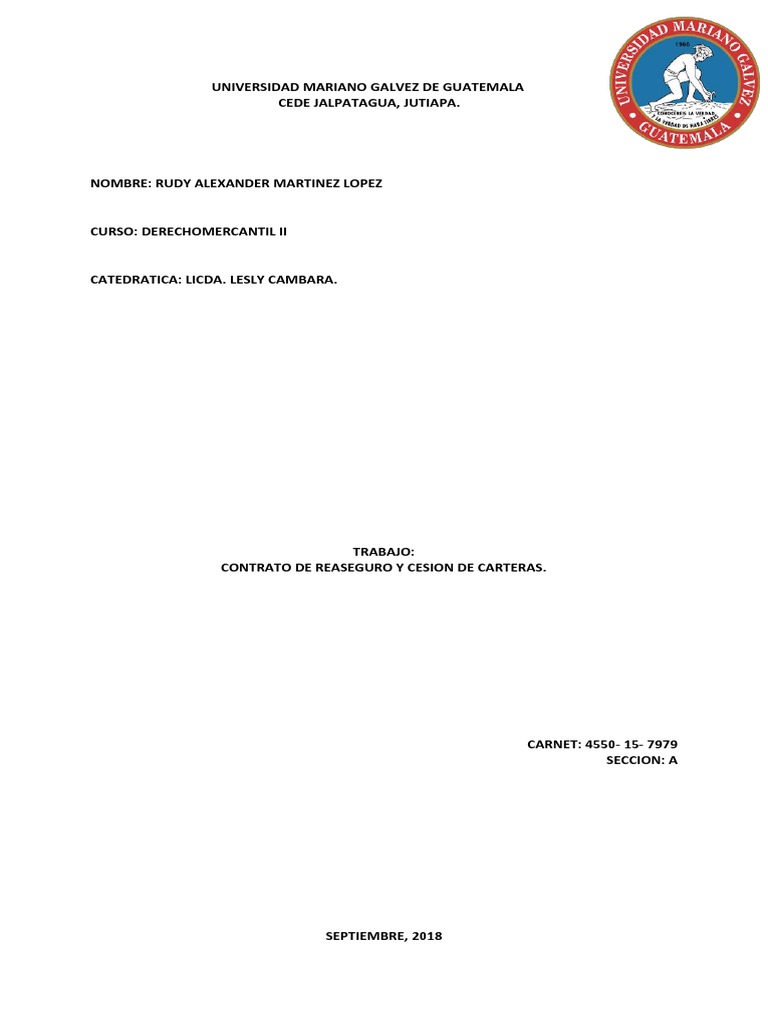 Contrato De Reaseguro Y Cesion De Cartera Expo Pdf Póliza De 2352
