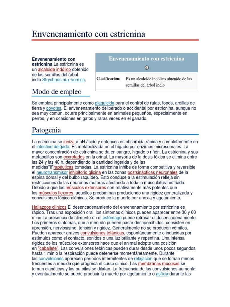 Envenenamiento Con Estricnina | PDF | Especialidades Medicas | Medicina ...