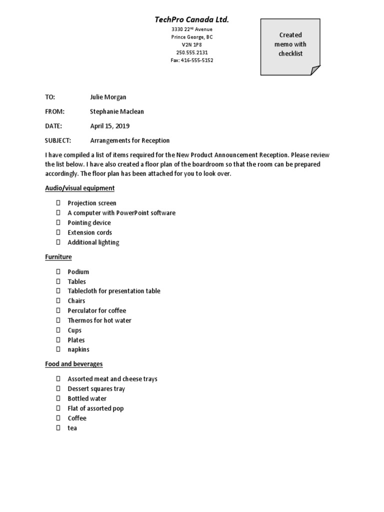 Memo Checklist | PDF
