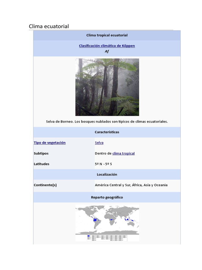 Clima Ecuatorial | PDF | Zona tropical | Climatología