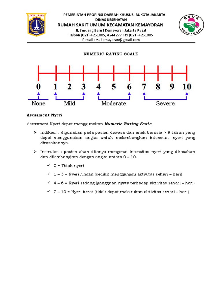 Form Numeric Rating Scale & Wong Baker | PDF
