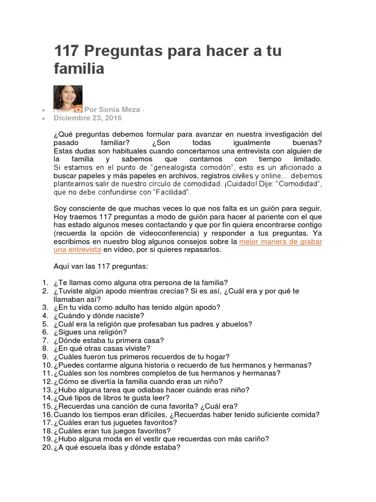 117 Preguntas para Hacer A Tu Familia | PDF