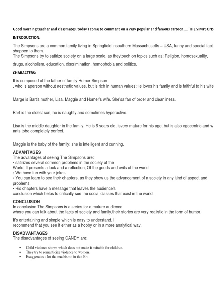 The Simpsons: A Satirical Insight | PDF | Wellness | General Fiction