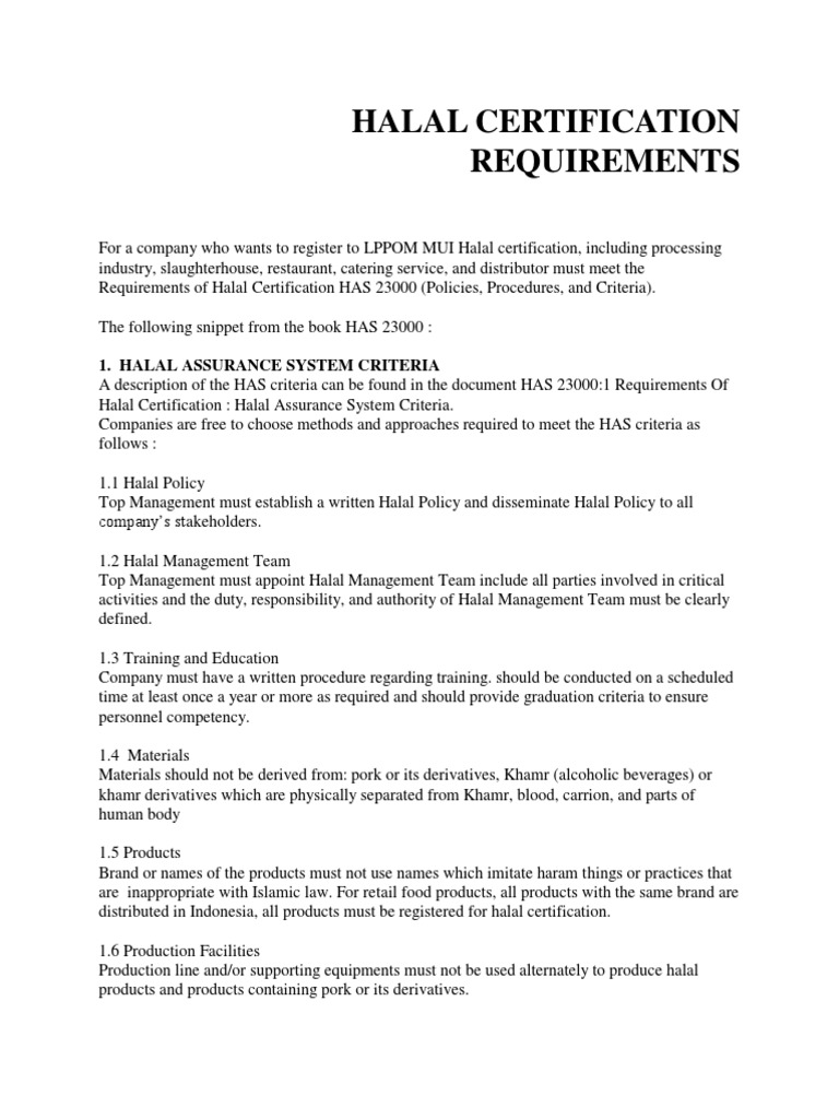 Halal Certification Requirements Overview | PDF | Internal Audit ...