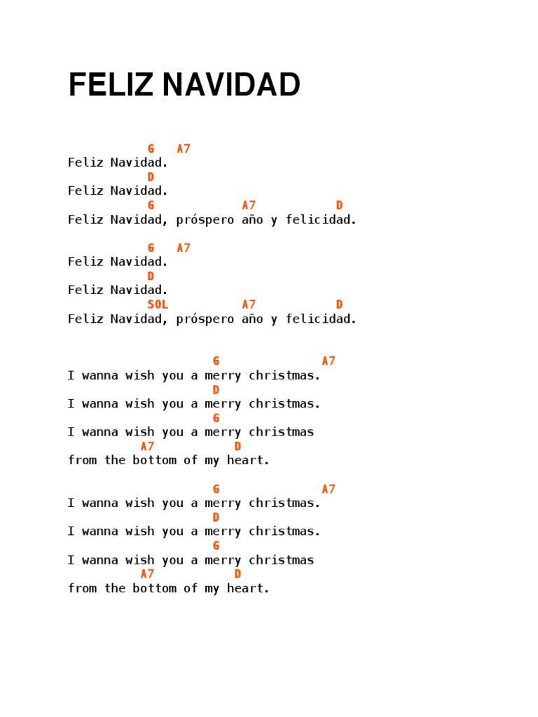 Feliz Navidad LETRA Y ACORDES PDF | PDF