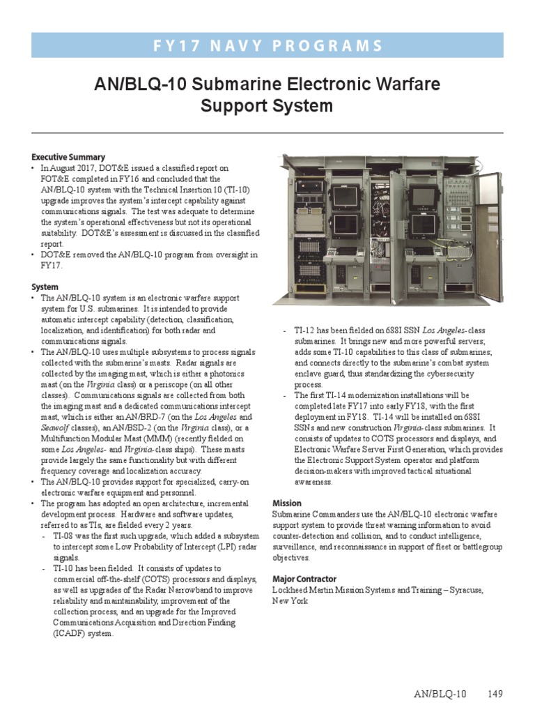 AN/BLQ-10 Submarine Electronic Warfare System | PDF | Electronic ...