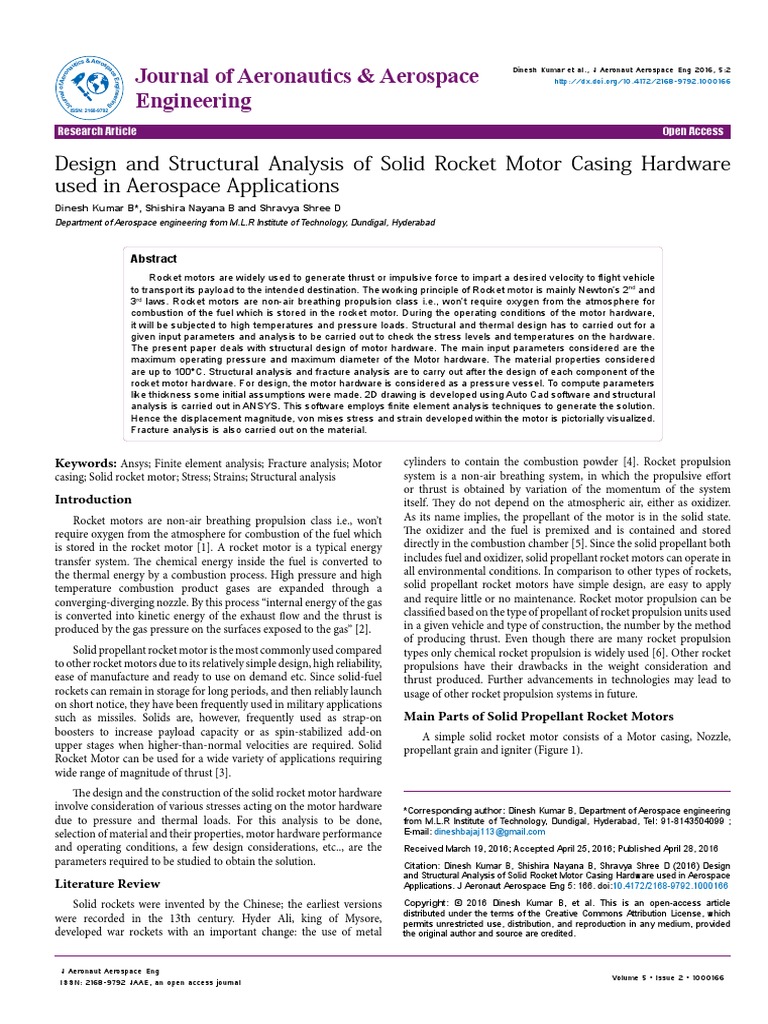 Design and Structural Analysis of Solid Rocket Motor Casing ...