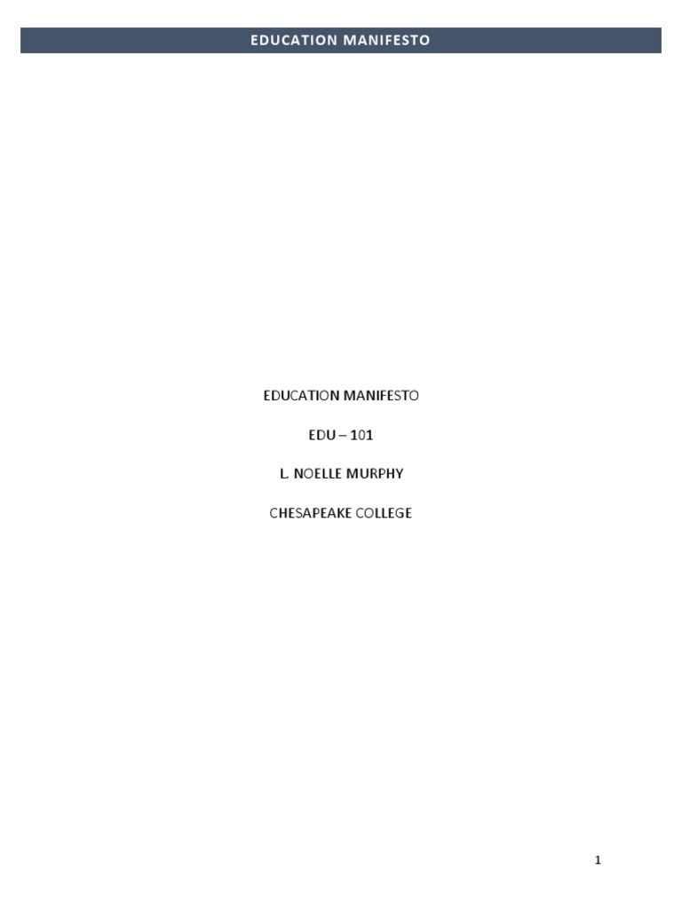 Education Manifesto | PDF | Teachers | Learning