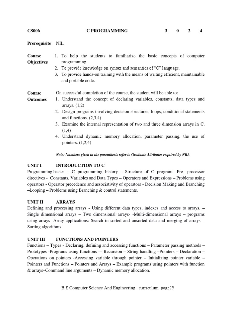 C Programming Course Overview | PDF | Array Data Structure | Pointer ...