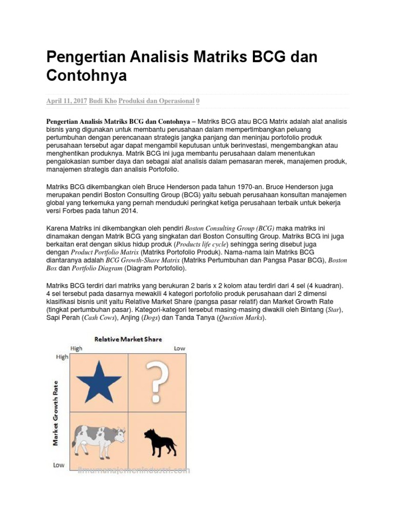 Pengertian Analisis Matriks BCG Dan Contohnya | PDF