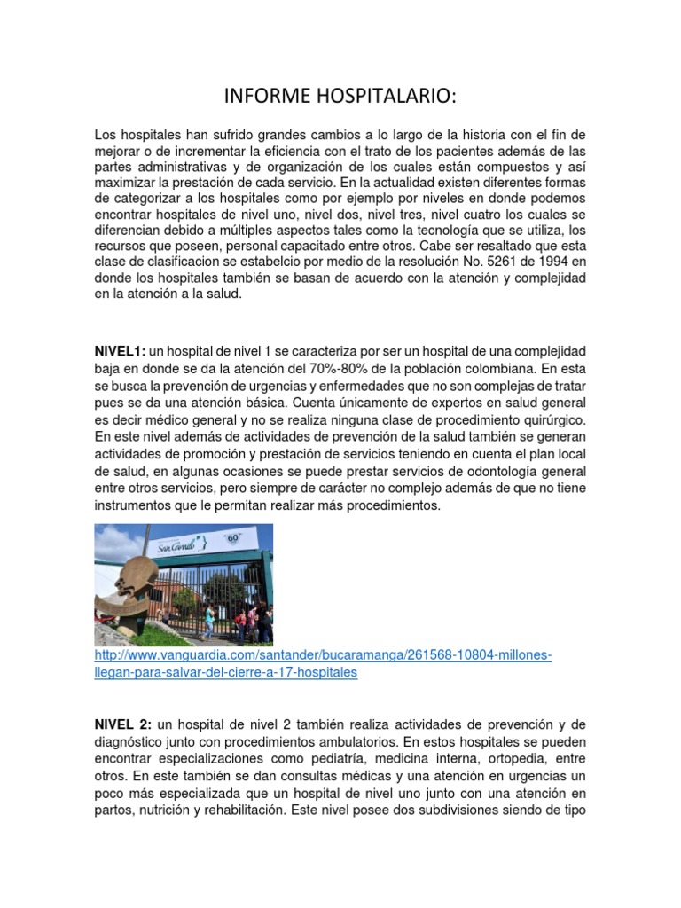 Informe Hospitalario | PDF | Hospital | Medicina CLINICA