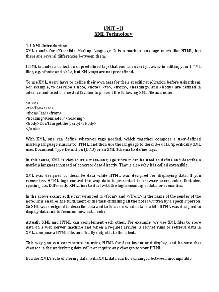XML Unit 2 Notes | PDF | X Path | Xslt XML Unit 2 Notes | PDF | X Path | Xslt