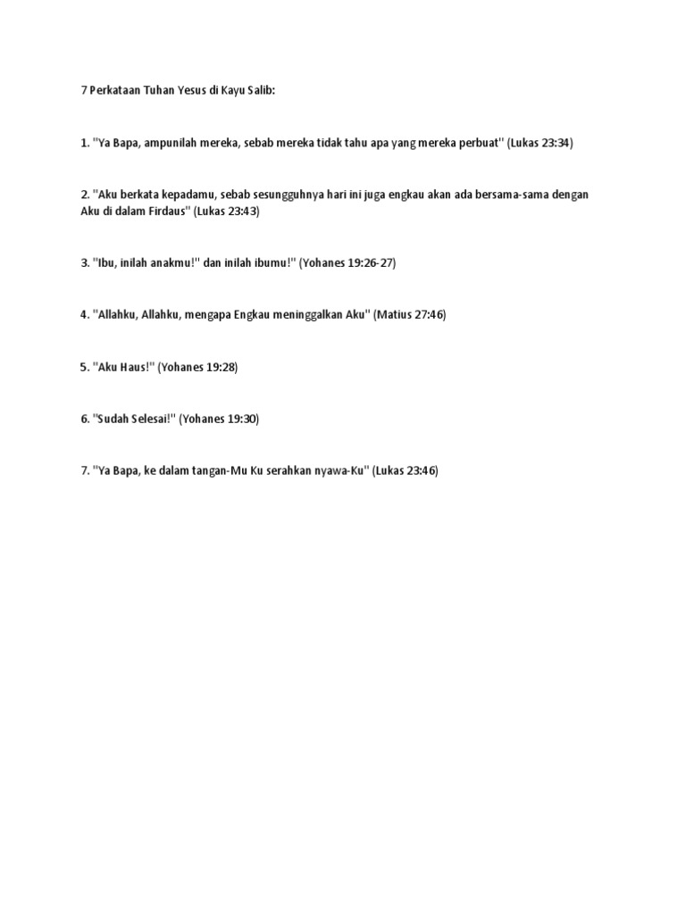 7 Perkataan Tuhan Yesus Di Kayu Salib | PDF
