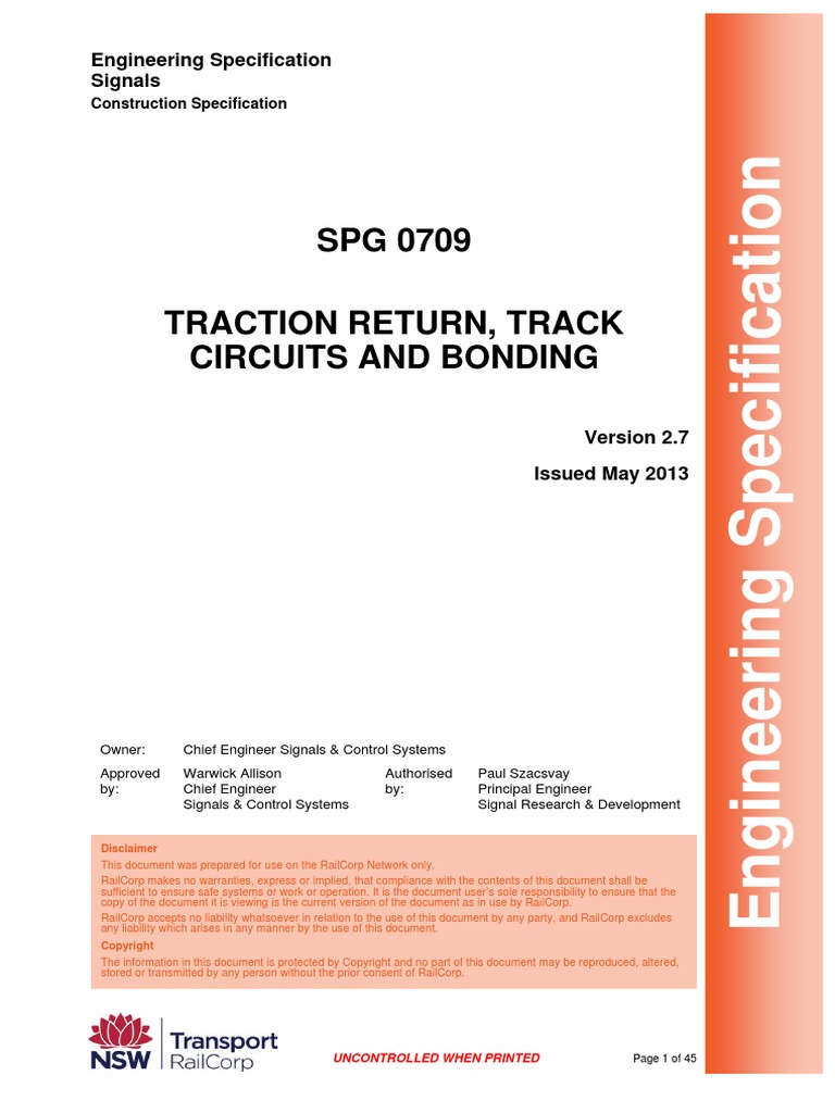 Traction Return, Track Circuits and Bonding SPG 0709 | PDF | Track ...