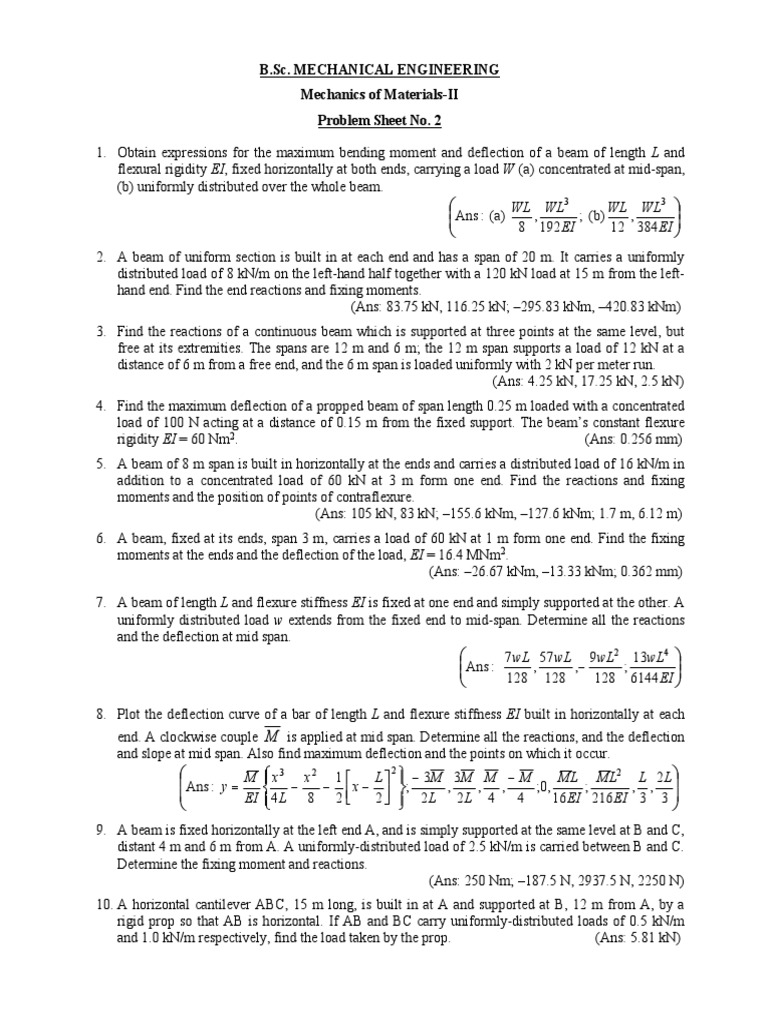 PS2 Mom Ii | PDF | Beam (Structure) | Bending