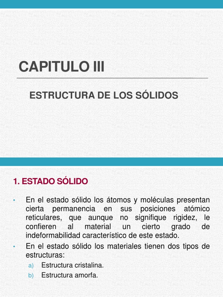 Mc114 IV 2018 2 Clase Estruc - Solid. | PDF | Estructura cristalina | Geometría euclidiana