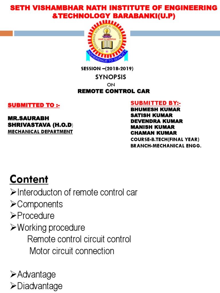 Synopsis: SESSION - (2018-2019) | PDF | Arduino | Computing