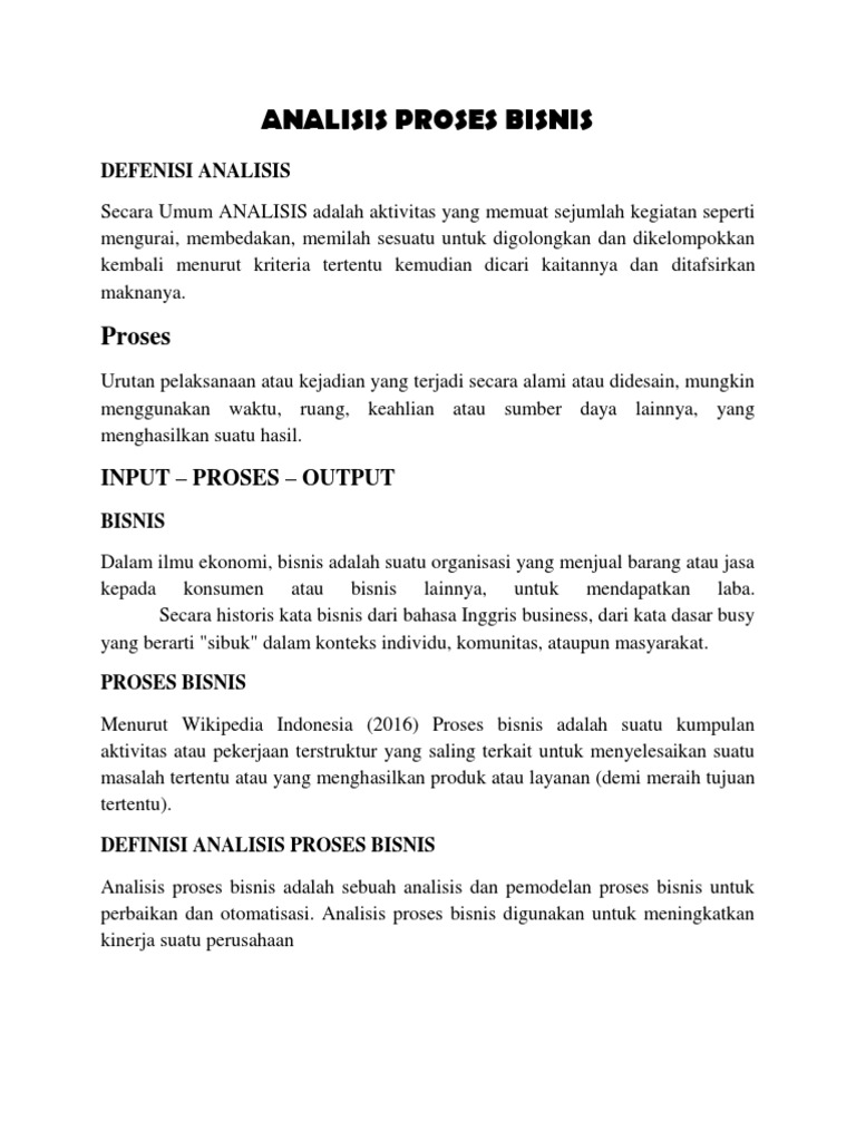Analisis Proses Bisnis | PDF