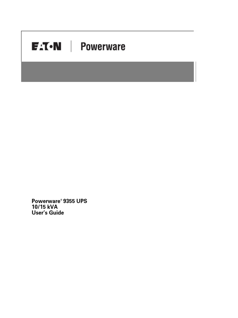 Powerware 9355 UPS 10/15 kVA User's Guide | PDF | Electromagnetic ...